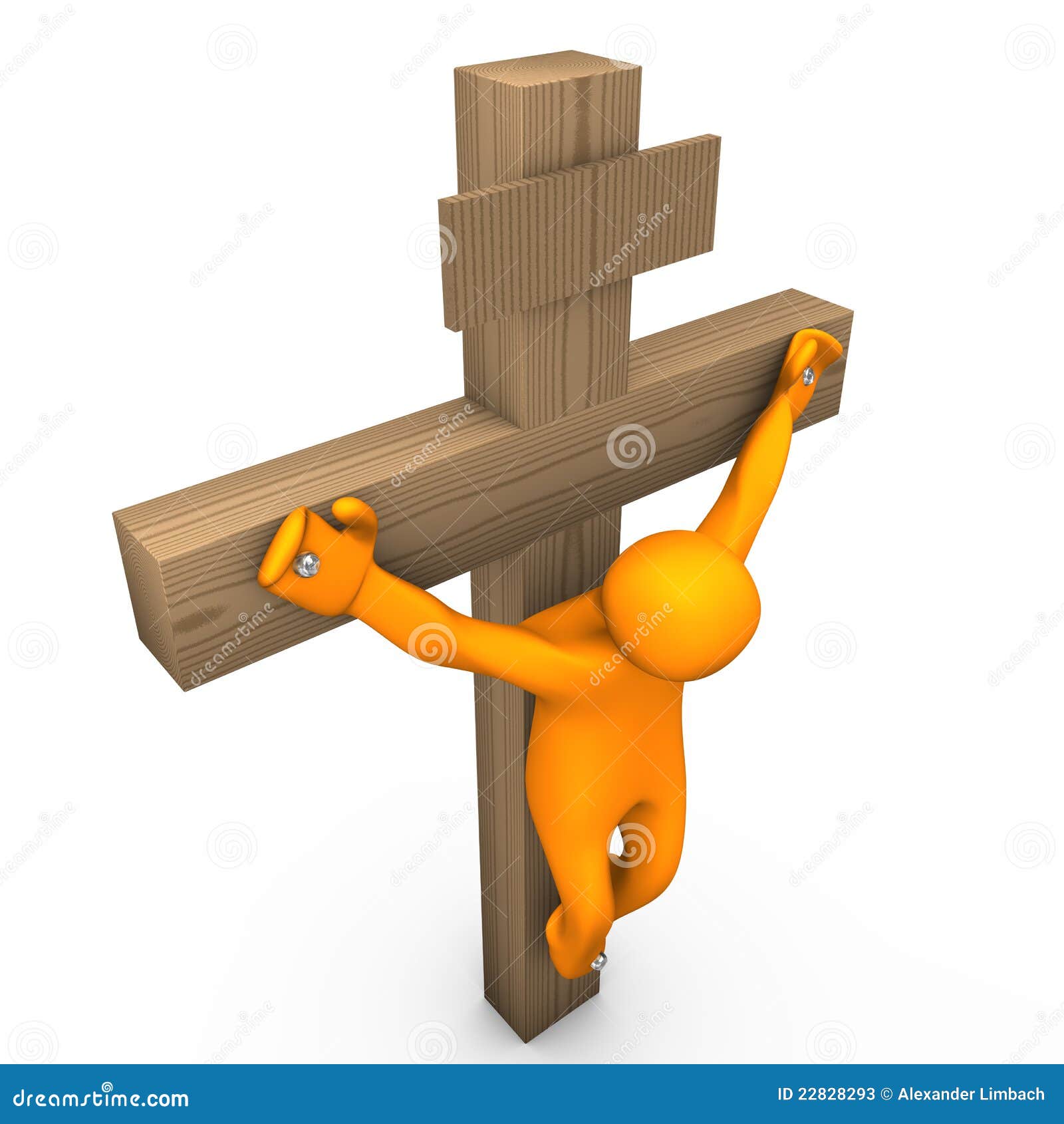 Wooden Cross Crucifix Cartoon Raster Version Stock