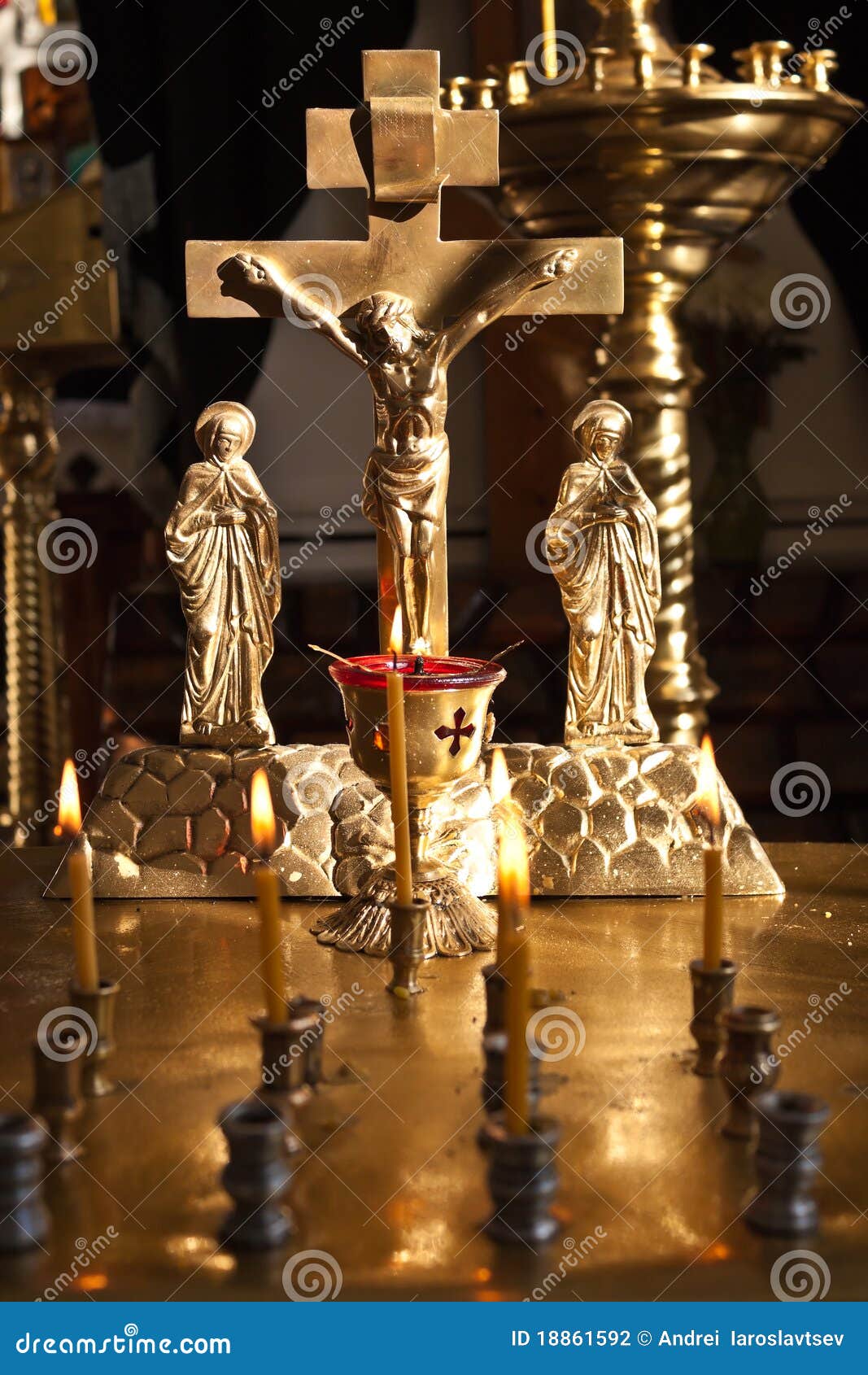 Crucifix and Burning Candles. Stock Photo - Image of prayer, praying ...