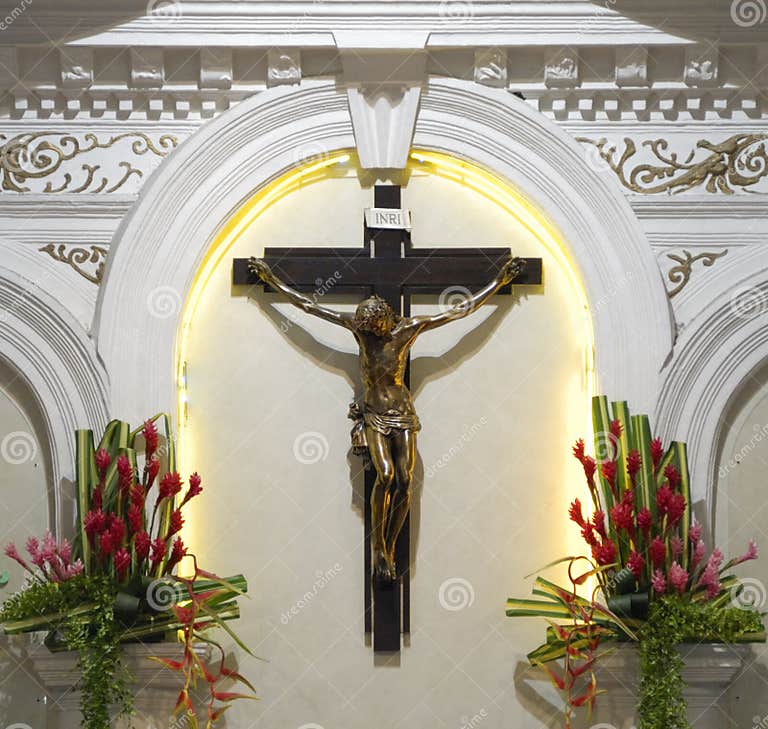 Crucifix in a Catholic Church Stock Image - Image of passion, cross ...