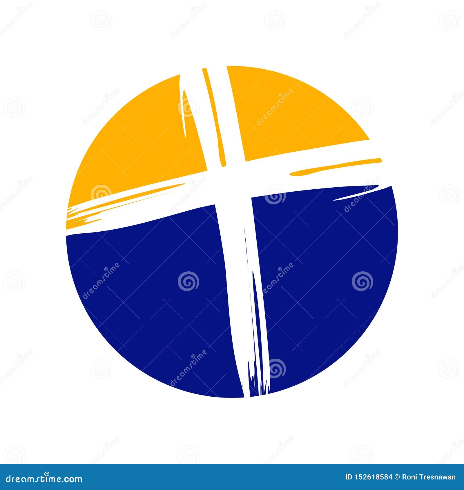 Crucifix Cross Brush Circle Symbol Design Stock Vector - Illustration ...