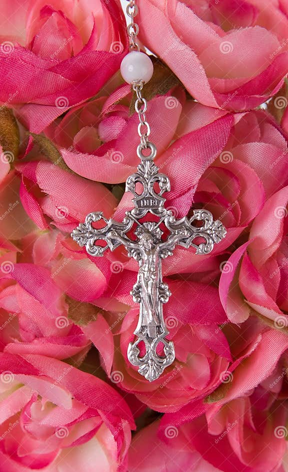 Crucifix with Flowers stock photo. Image of catholic - 10466818