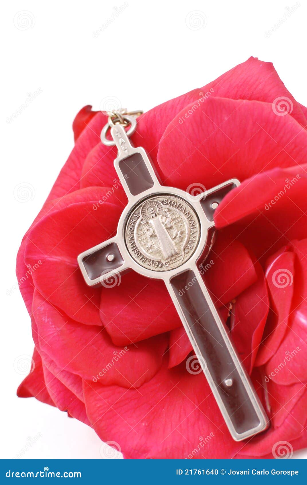 Crucifix on Red Rose stock photo. Image of christ, gospel - 21761640