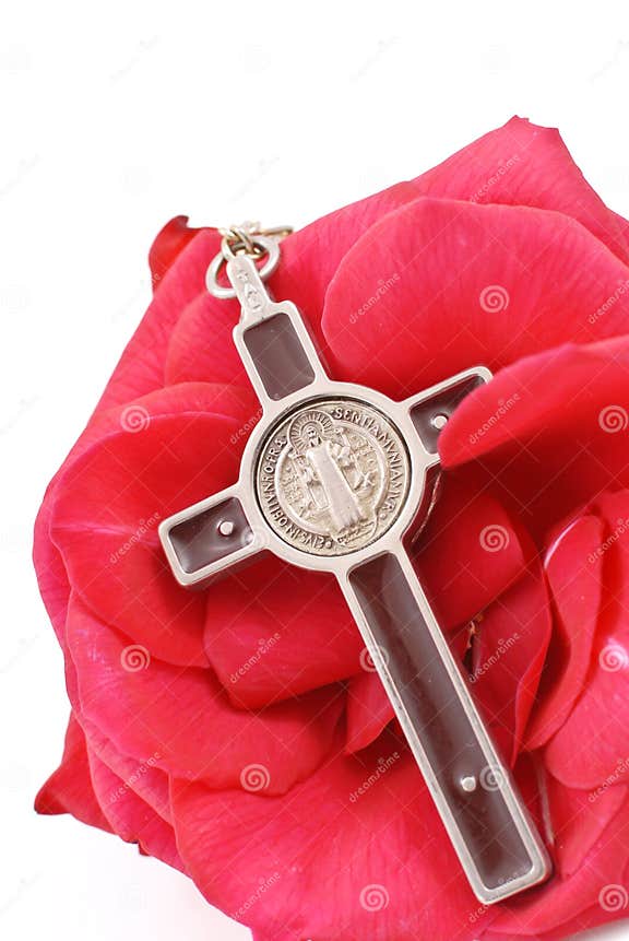 Crucifix on Red Rose stock photo. Image of christ, gospel - 21761640