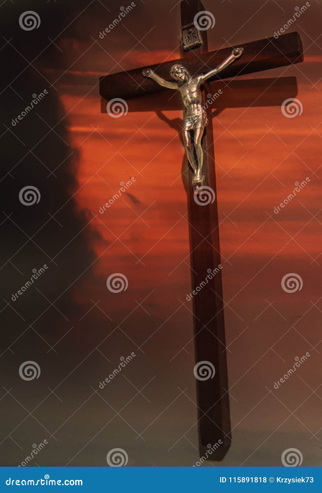 Crucifix on the Red Sunset - Dramatic View Stock Photo - Image of faith ...