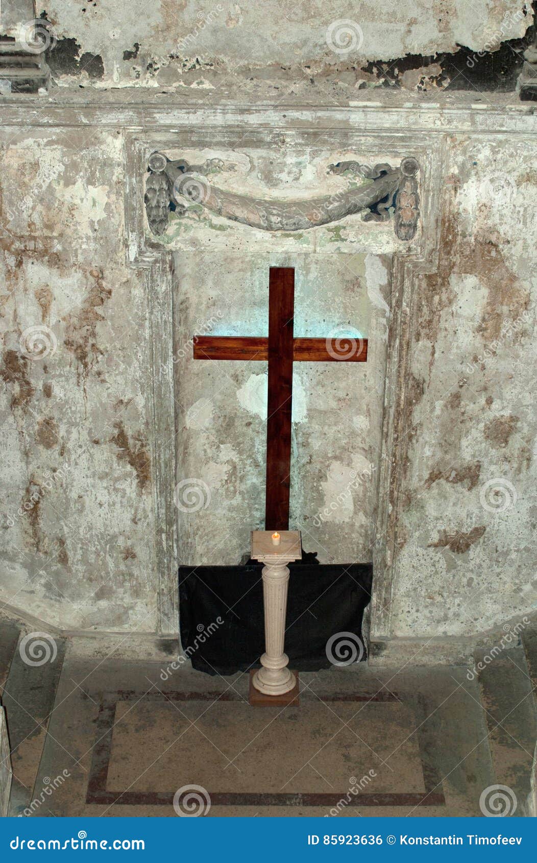 Crucifixion in the Church Affected by the Fire Stock Photo - Image of ...