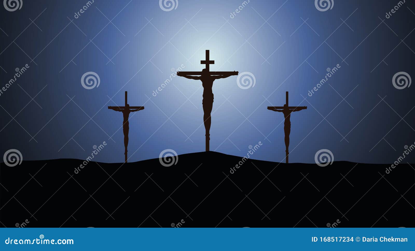 Crucifixion Of Jesus Christ On The Cross At Sunset. Sun Rays.Vector ...