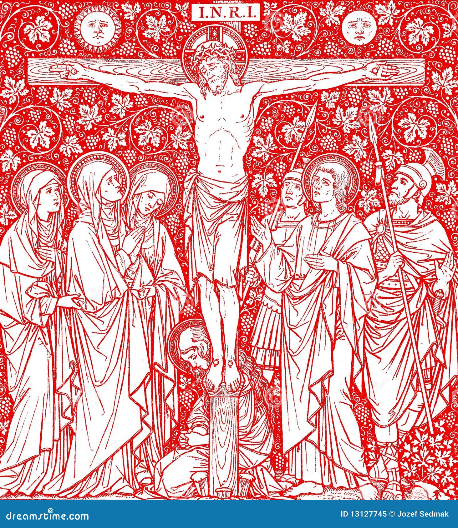 Crucifixion of Jesus Christ in Red Stock Illustration - Illustration of ...
