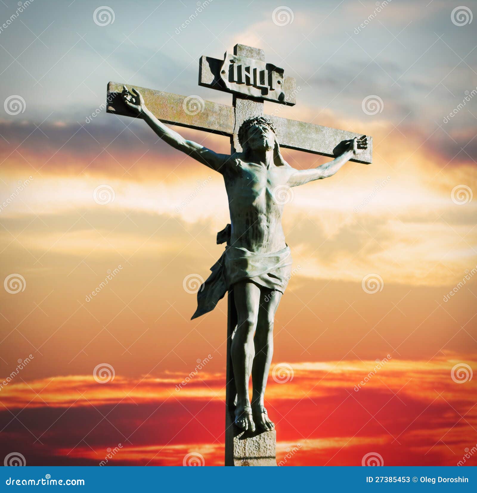 Crucifixion of Jesus Christ on the Sunset Stock Image - Image of ...