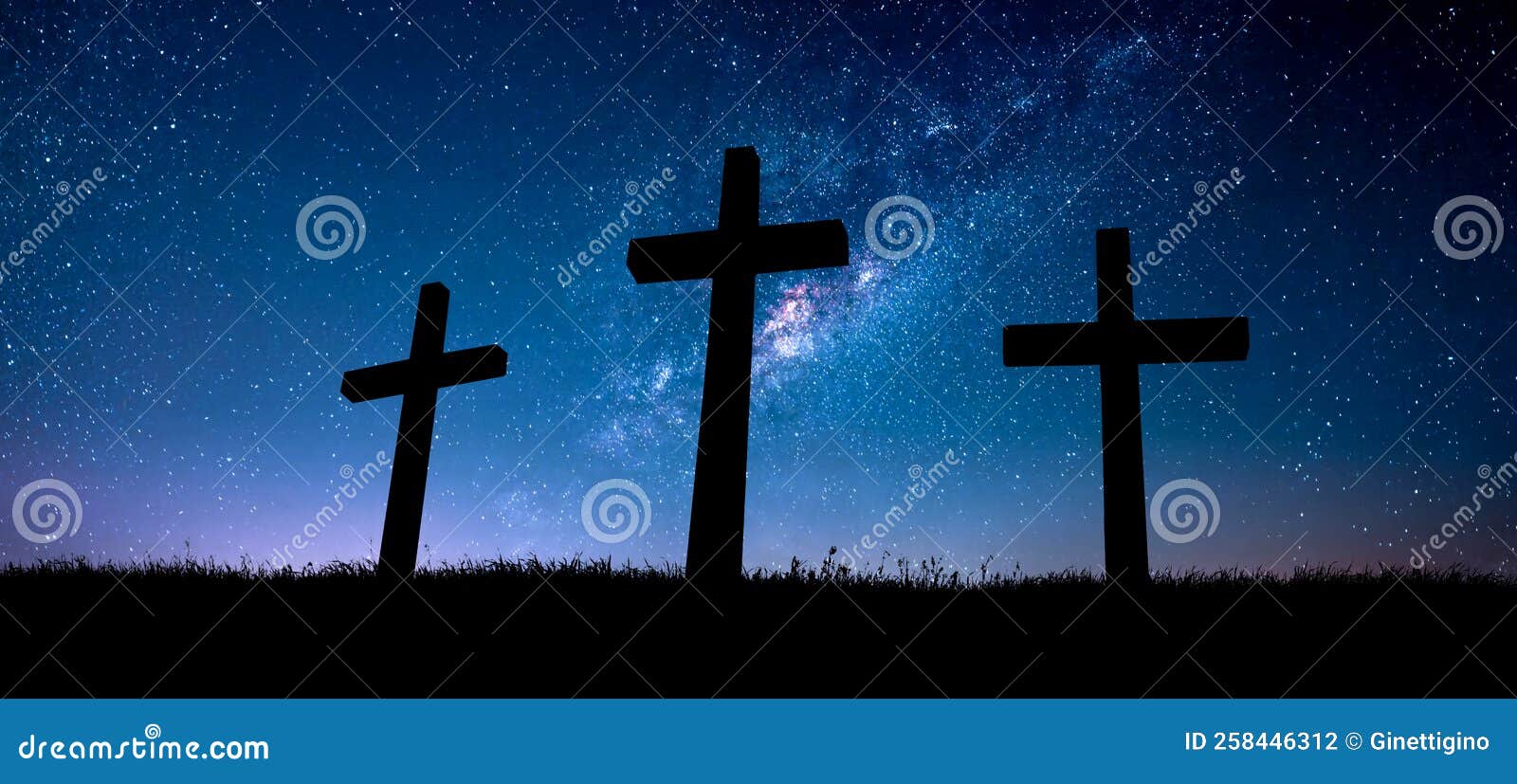 Crucifixion of Jesus Christ, Three Crosses on Hill Stock Illustration ...