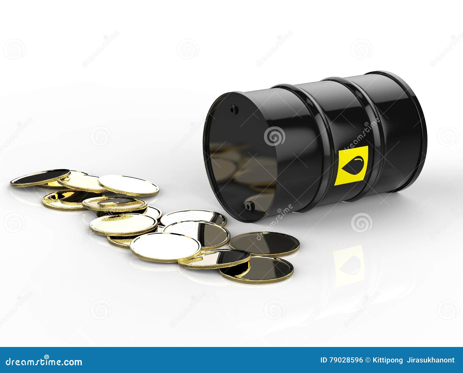 Crude Oil Barrels with Gold Coins Stock Illustration - Illustration of ...