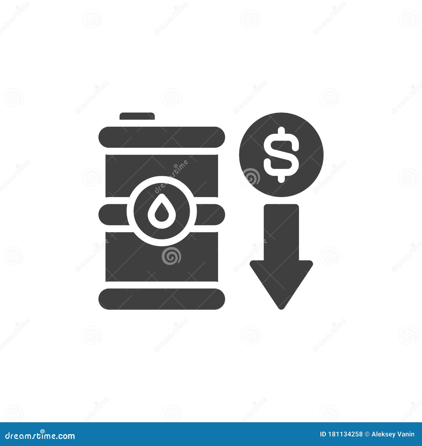 Crude Oil Price Decrease Vector Icon Stock Vector - Illustration of finance, sign: 181134258