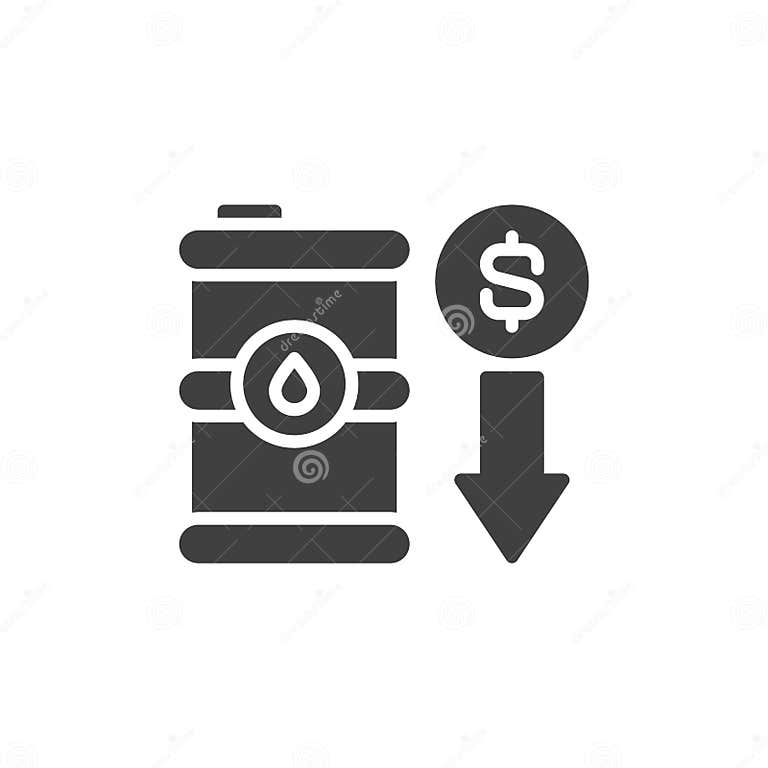 Crude Oil Price Decrease Vector Icon Stock Vector - Illustration of finance, sign: 181134258