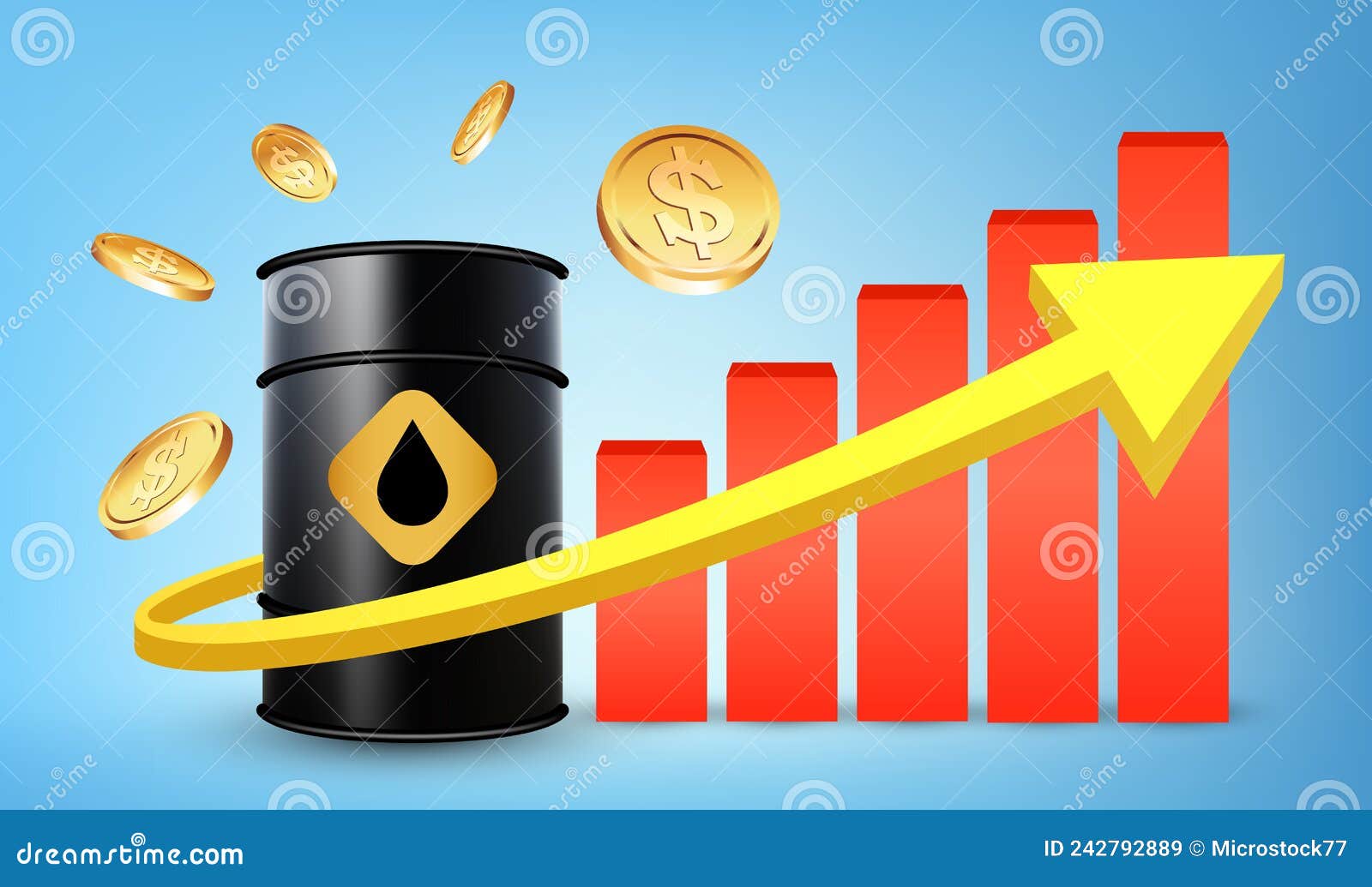 Crude Oil Prices Increase Concept, Vector Illustration Stock Vector ...