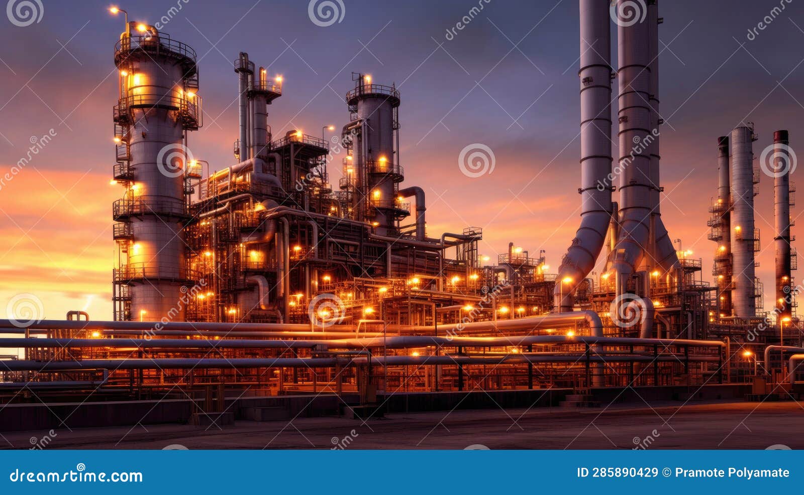 Crude Oil Refinery with Pipeline System. Generative Ai Stock Image ...