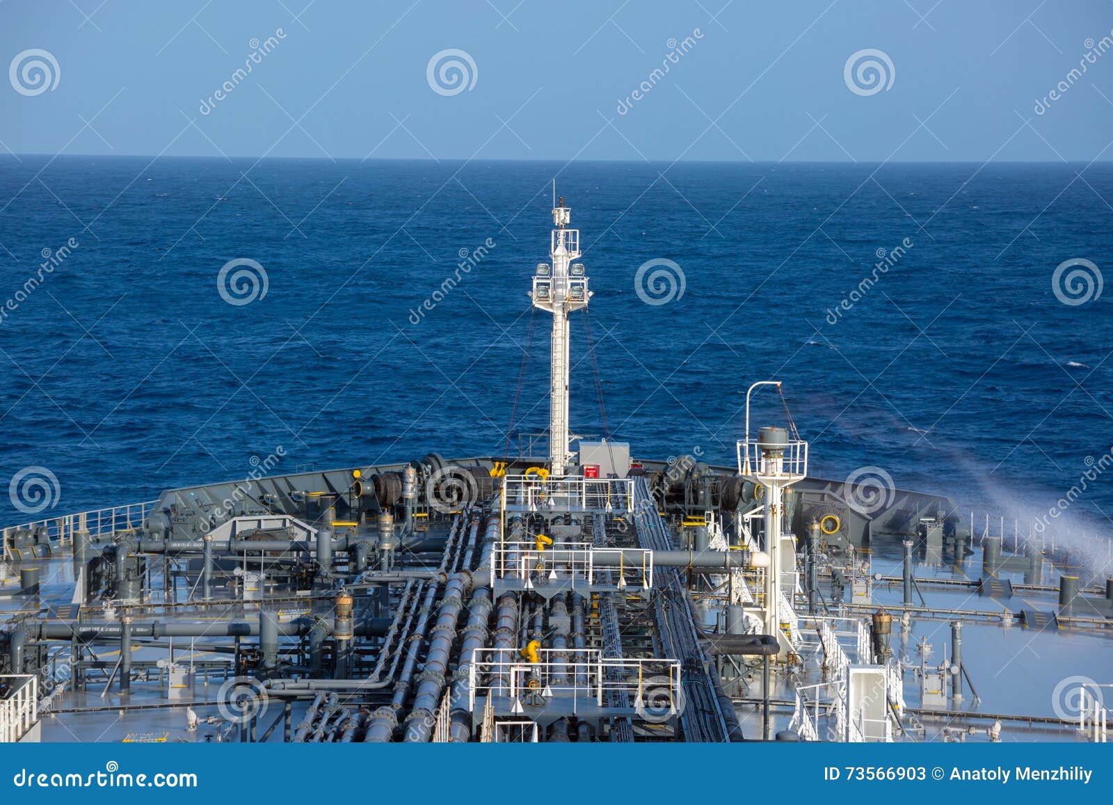 Crude Oil Tanker Forward Part of the Deck. Stock Image - Image of scope ...