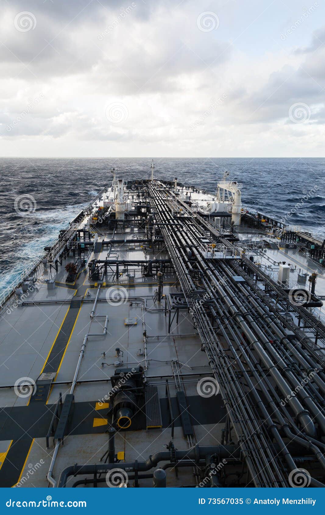 Crude Oil Tanker Forward Part of the Deck. Stock Image - Image of ...