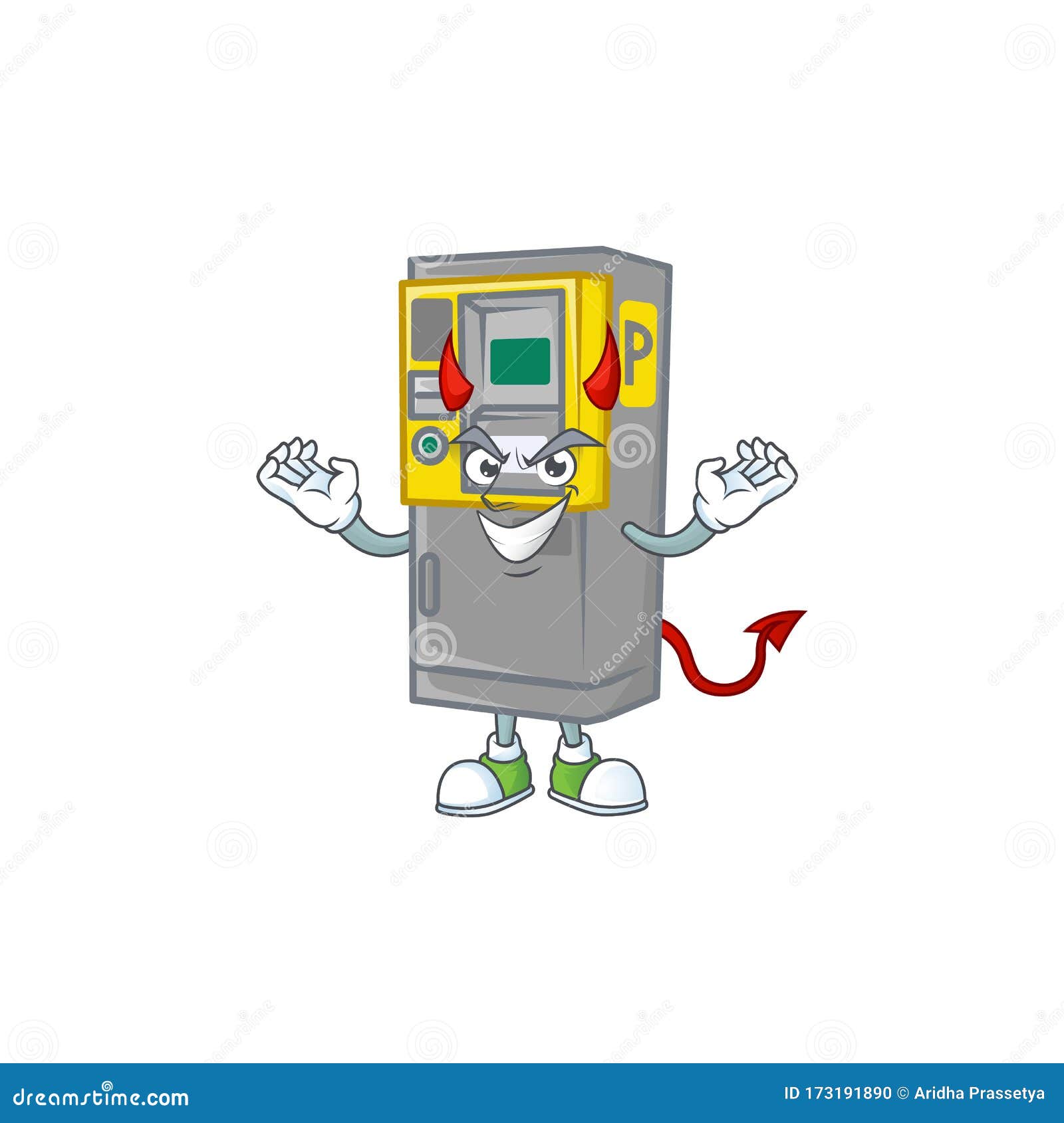 A Cruel Devil Parking Ticket Machine Cartoon Character Design Stock ...