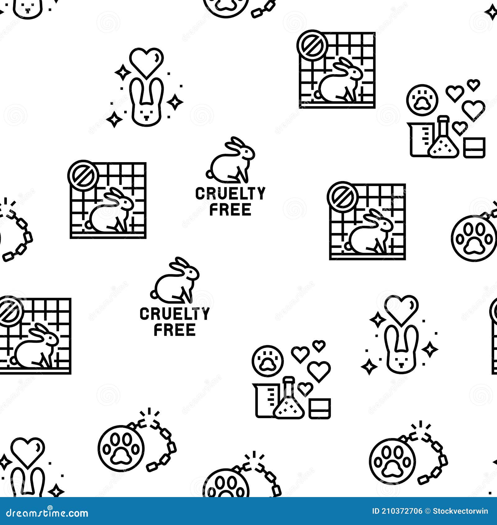 Cruelty Free Animals Vector Seamless Pattern Stock Vector ...