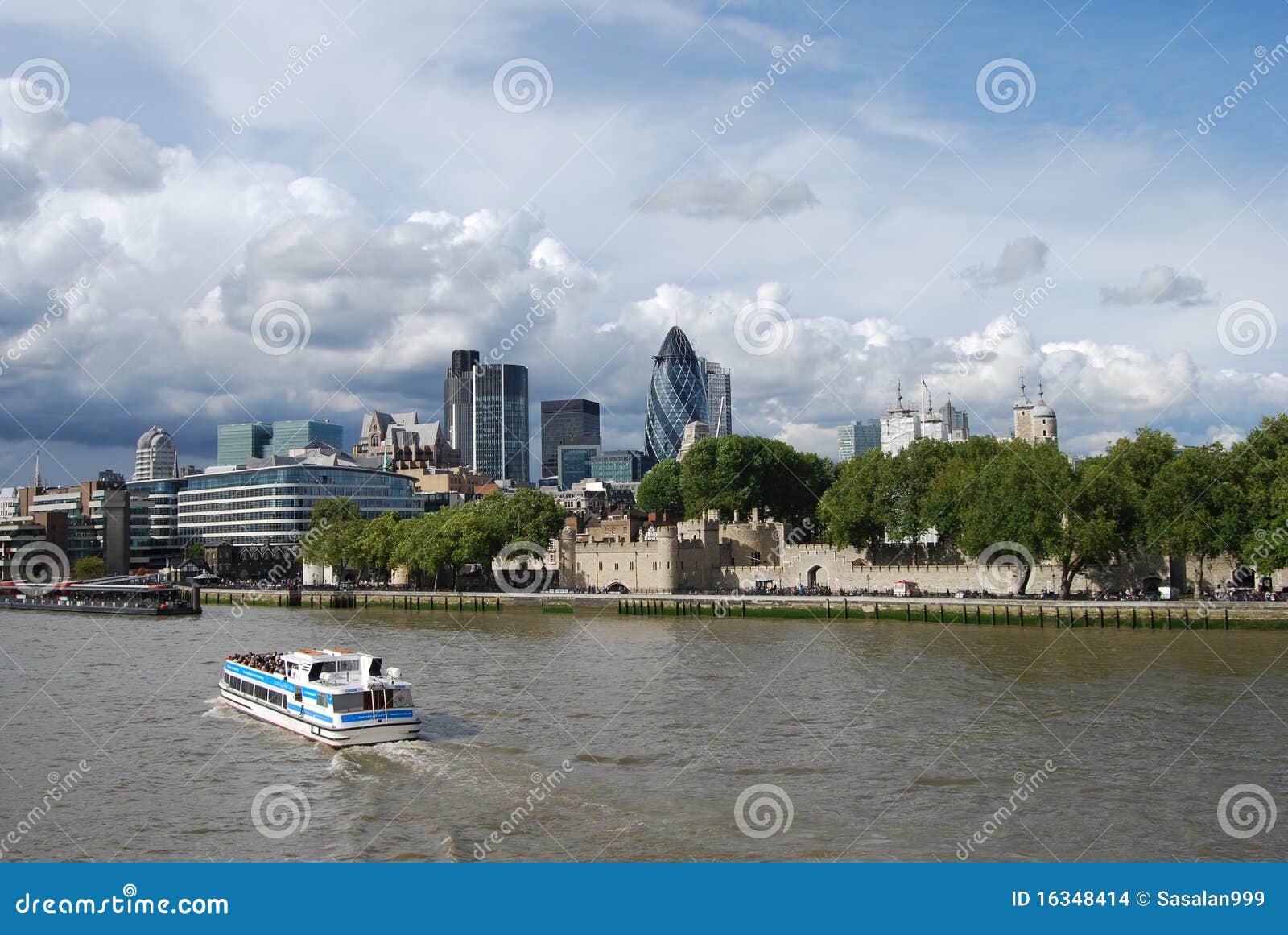 Cruise Boat on Thames stock photo. Image of city, river - 16348414