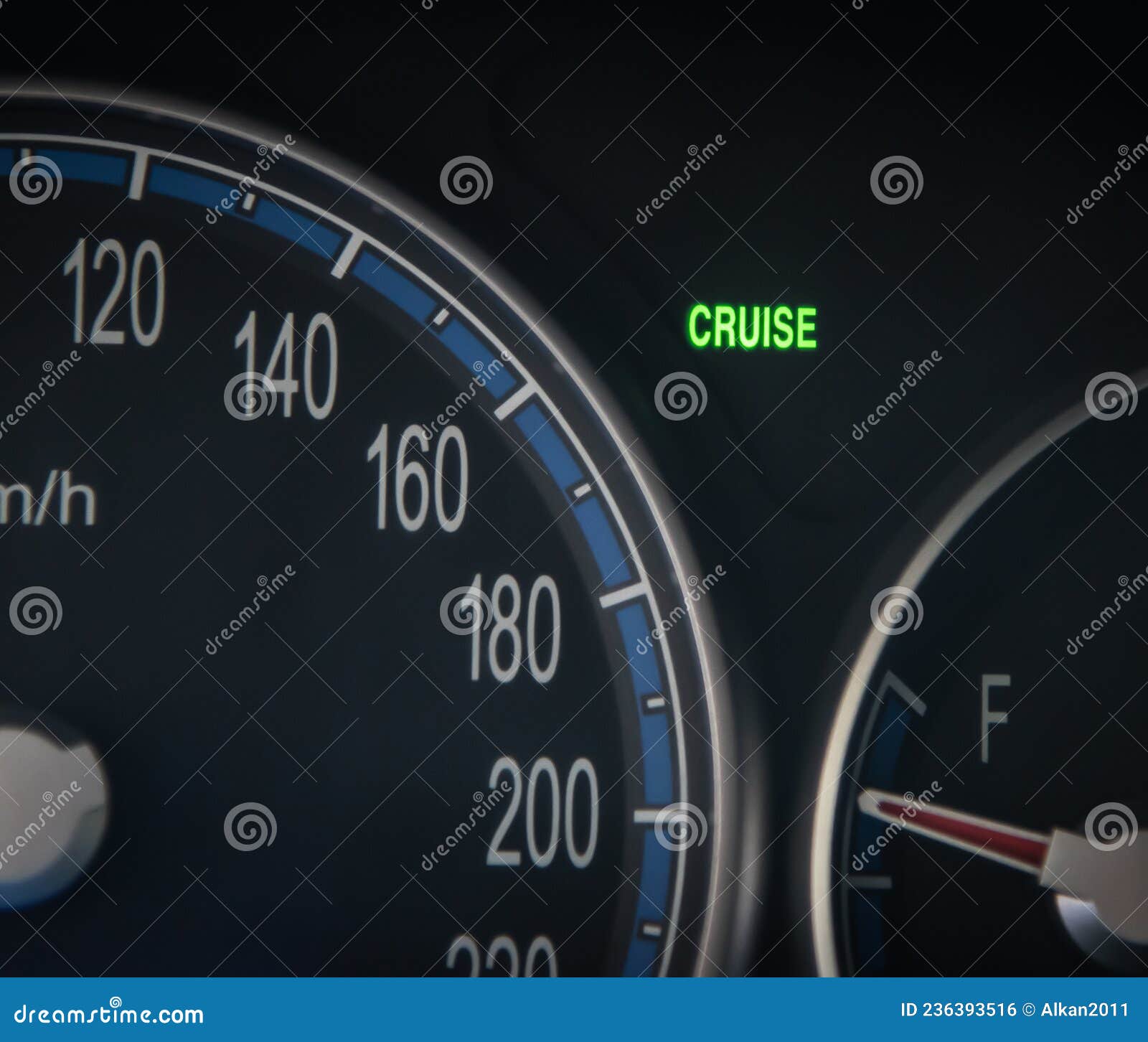 Cruise Control Light on Close Up Stock Photo - Image of detail, gauges ...