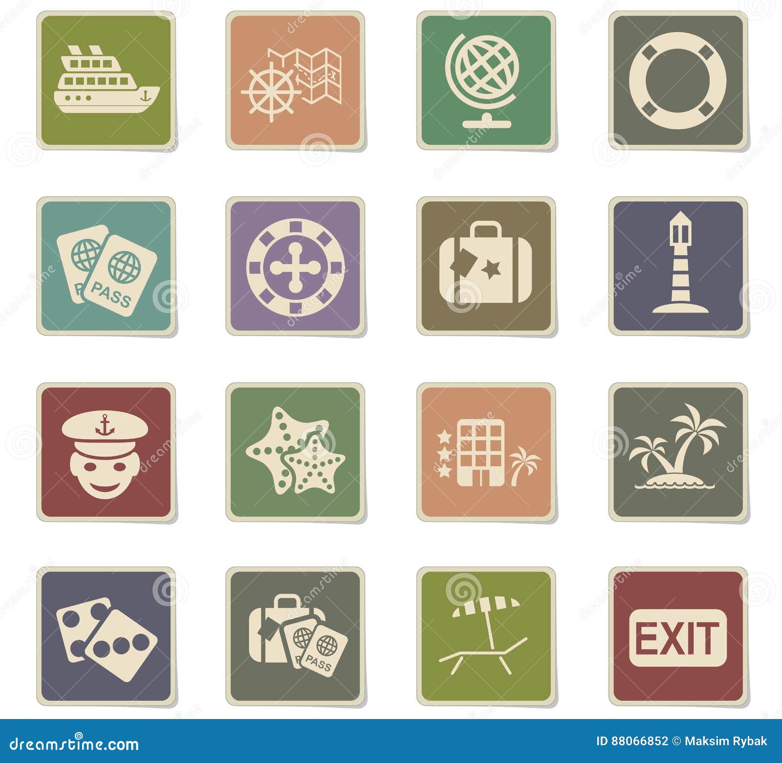 Cruise icon set stock vector. Illustration of flower - 88066852