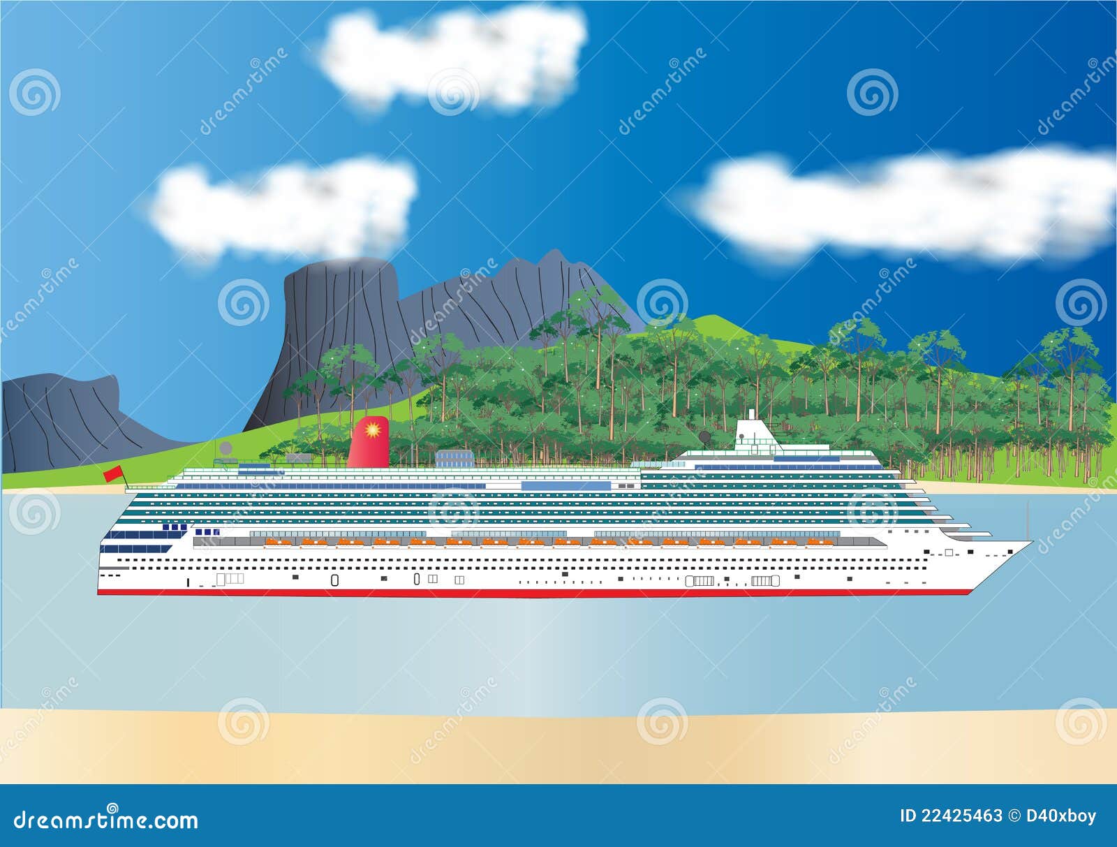 Cruise Liner Ship Deck Or Quay With Glass Baluster Cartoon Vector ...