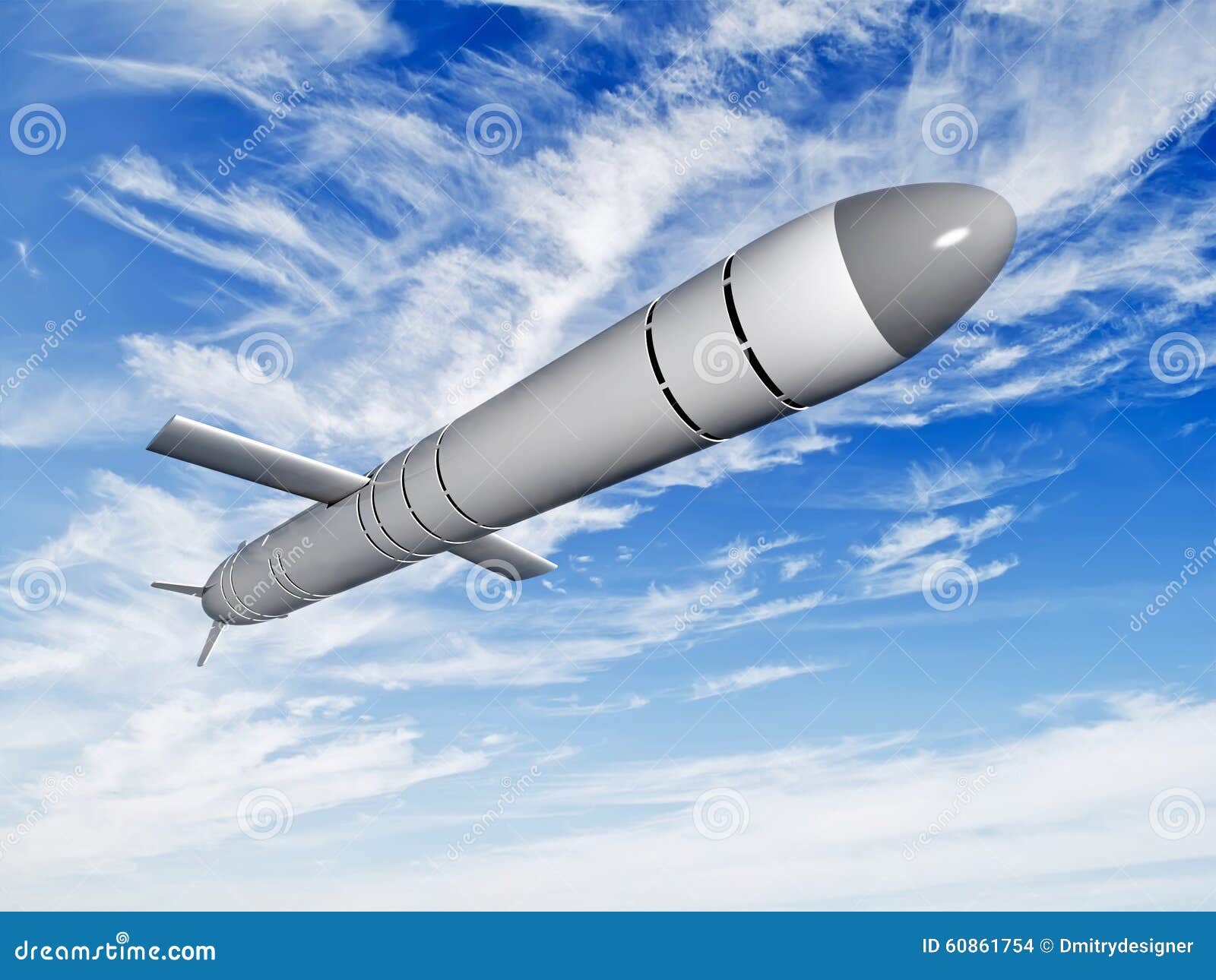 Cruise Missiles Flying Against the Clouds Stock Illustration ...