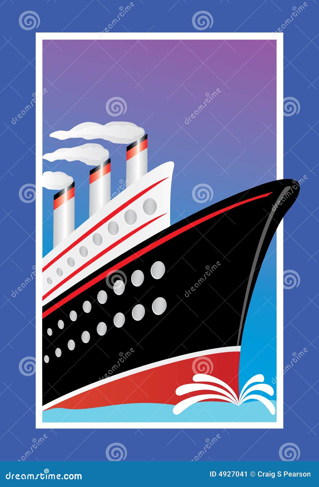Cruise Ship, Cruiser. Flat Vector Illustration. Isolated On Blue ...