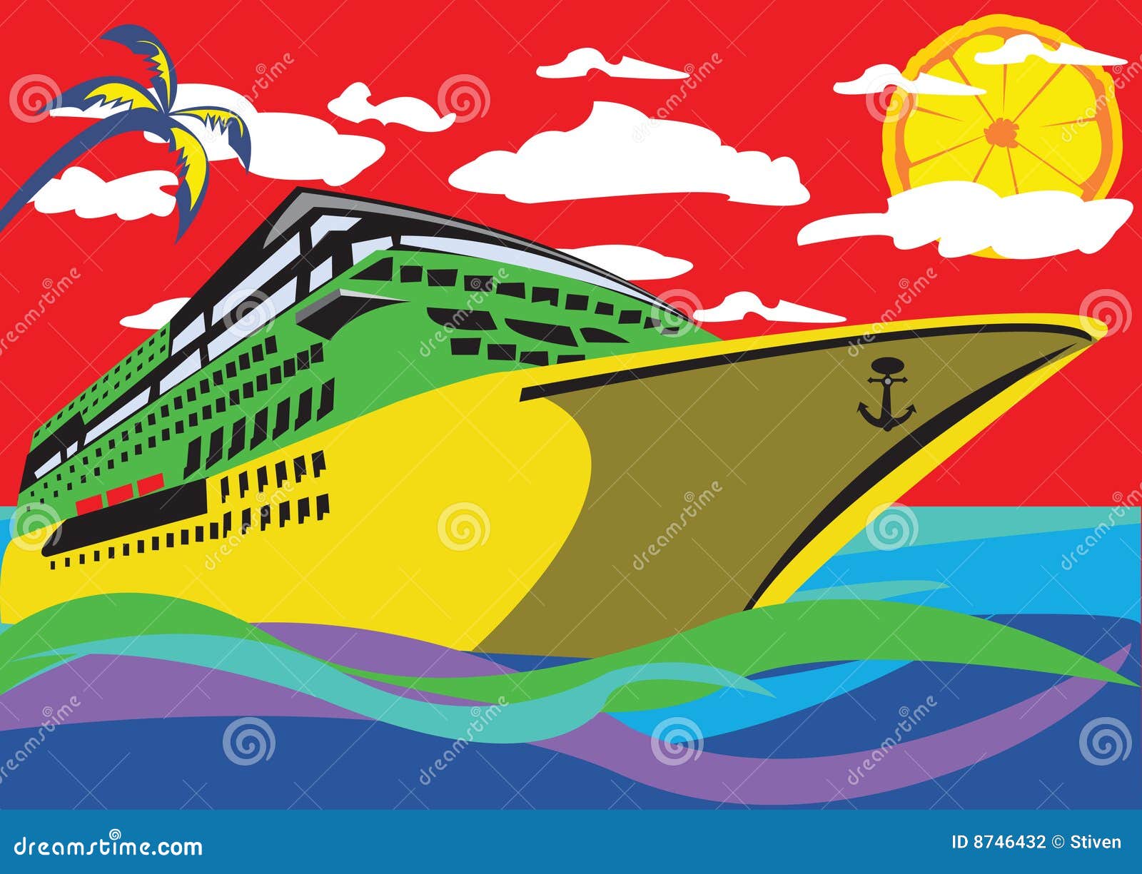 Cruise ship stock vector. Illustration of port, blue, sail - 8746432