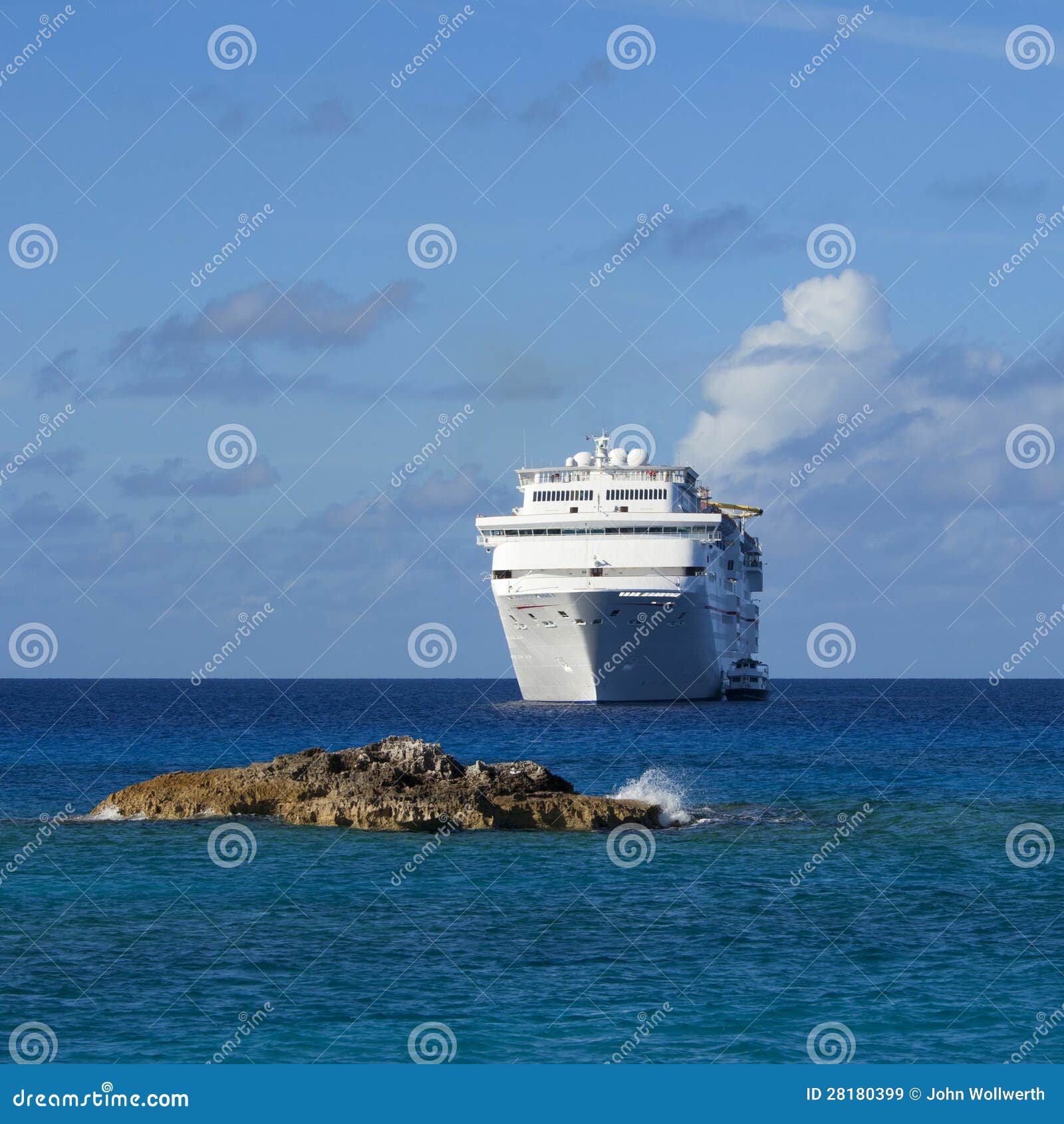 Cruise Ship Anchored Off Coast Stock Image - Image of luxurious, cruise ...