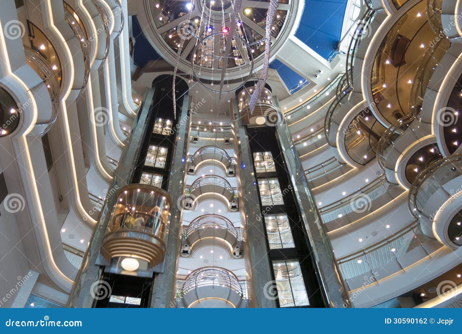 Cruise ship Atrium stock photo. Image of lift, elevator - 30590162
