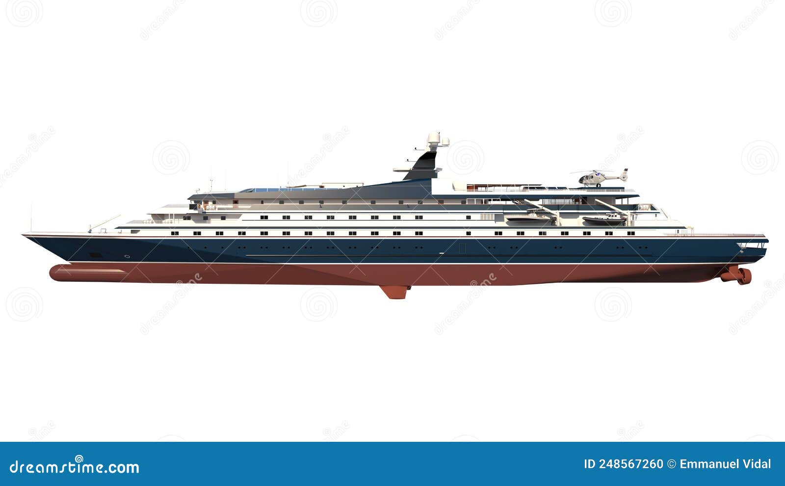 Cruise Ship Boat 1- Lateral View White Background 3D Rendering ...