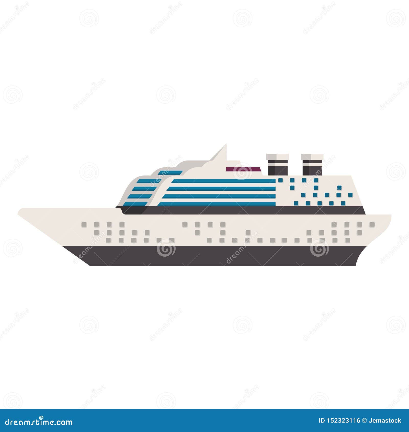 Cruise Ship Boat Sideview Isolated Vector Illustration Stock Vector ...