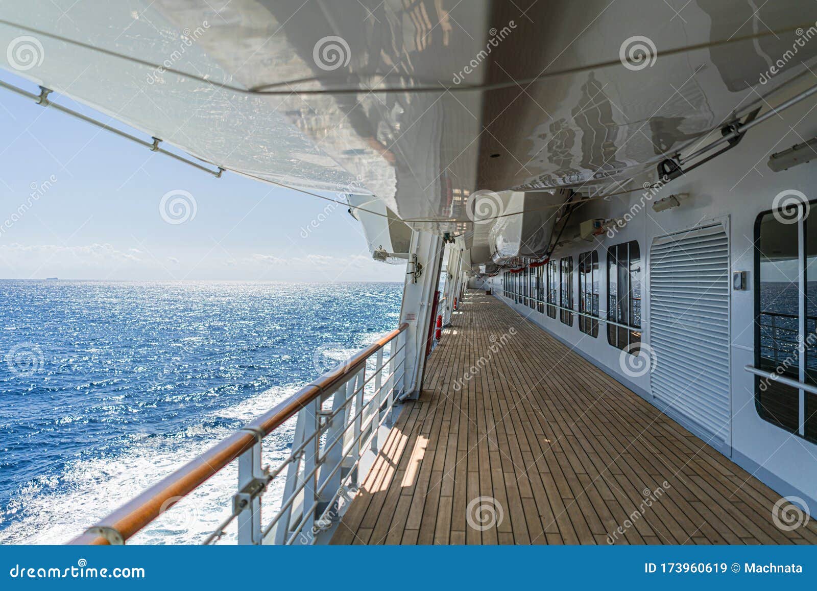 Cruise Ship Deck on Cruise Ship Stock Image - Image of horizon, clouds ...