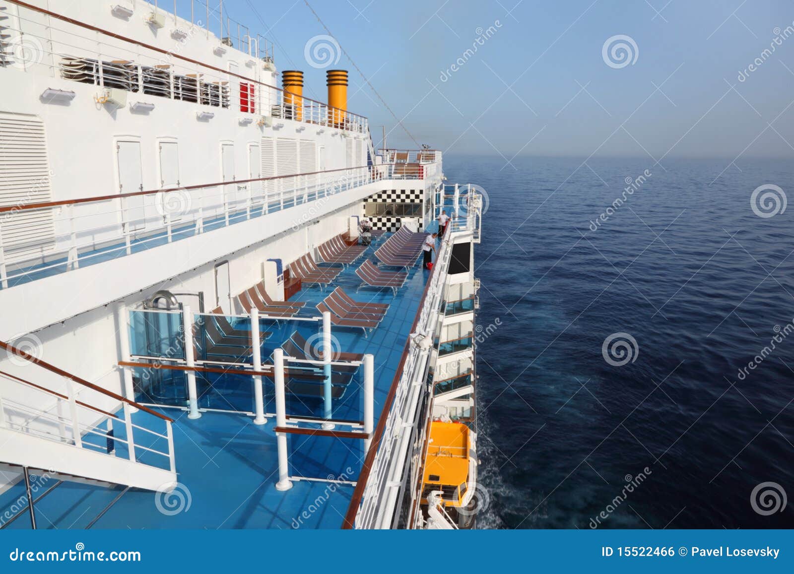 Cruise Ship Deck in Ocean View from Above Stock Photo - Image of ...