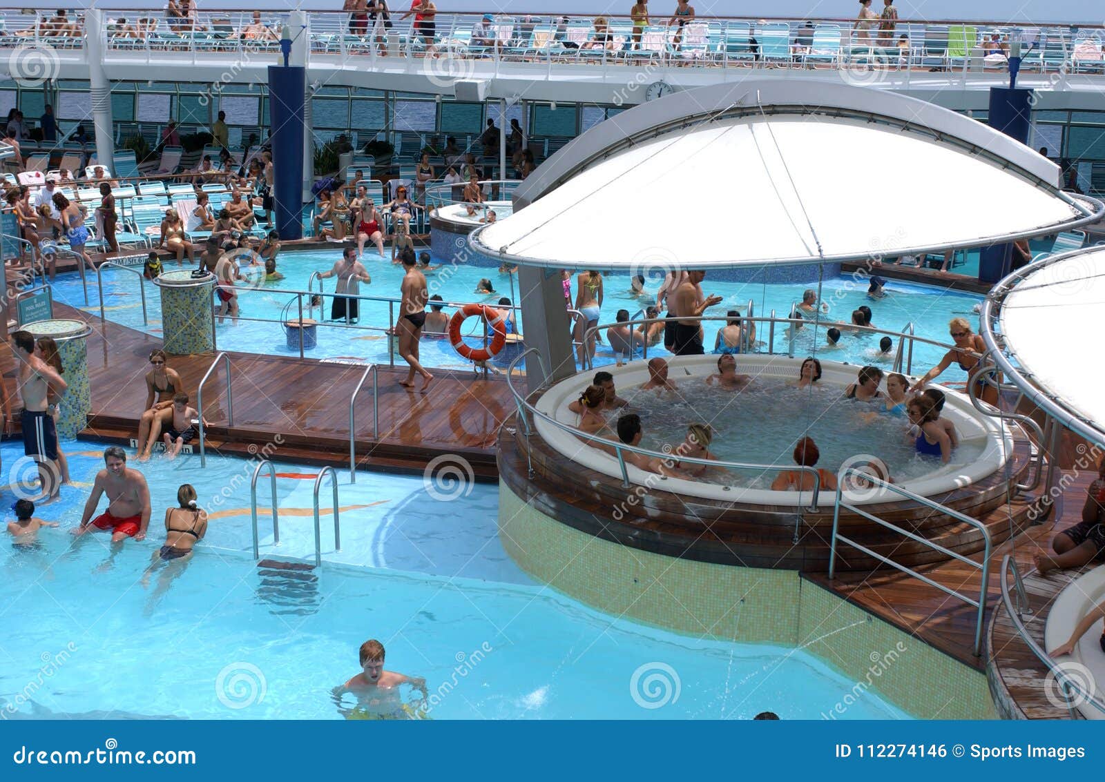 Cruise Ship Deck with with Passengers Having Fun. Editorial Photo ...