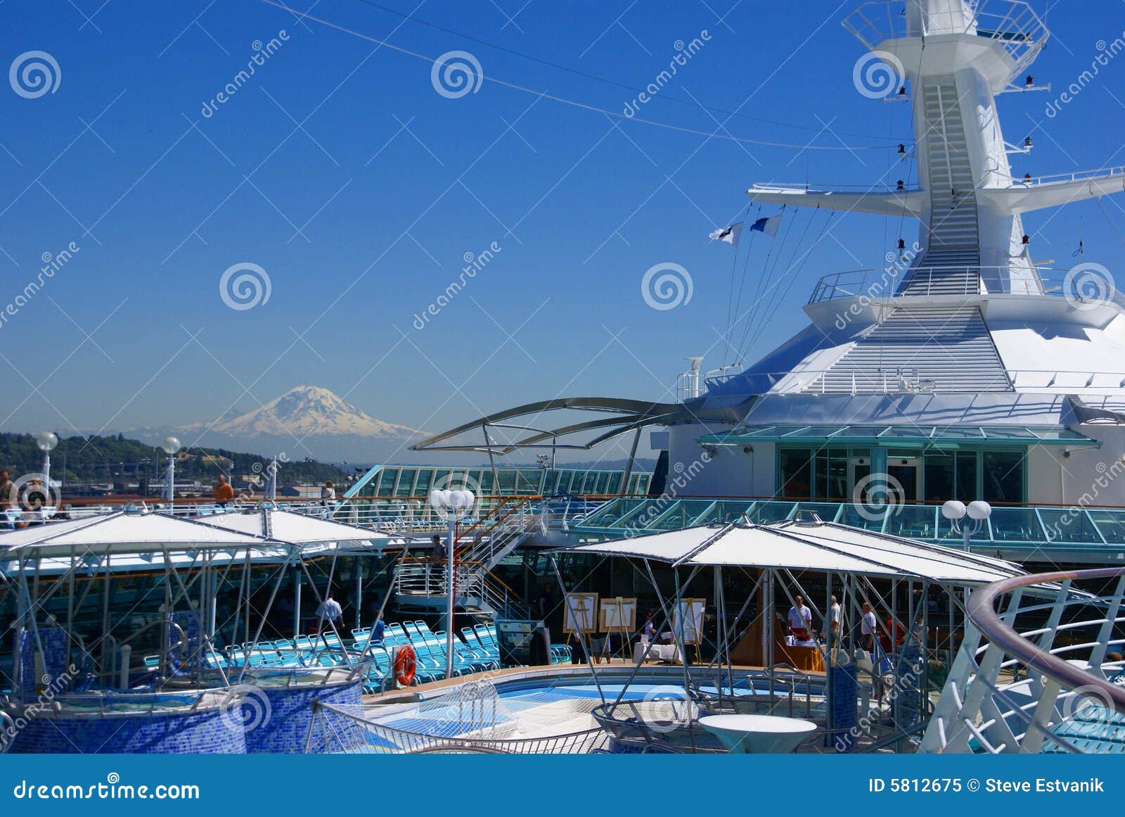 Cruise Ship Deck and Pool with Mt. Rainier Editorial Image - Image of ...