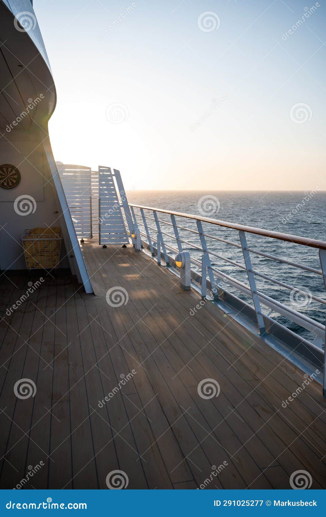 Cruise Ship Ship Deck during Sunset, Sunrise, Vertical Shot Stock Image ...