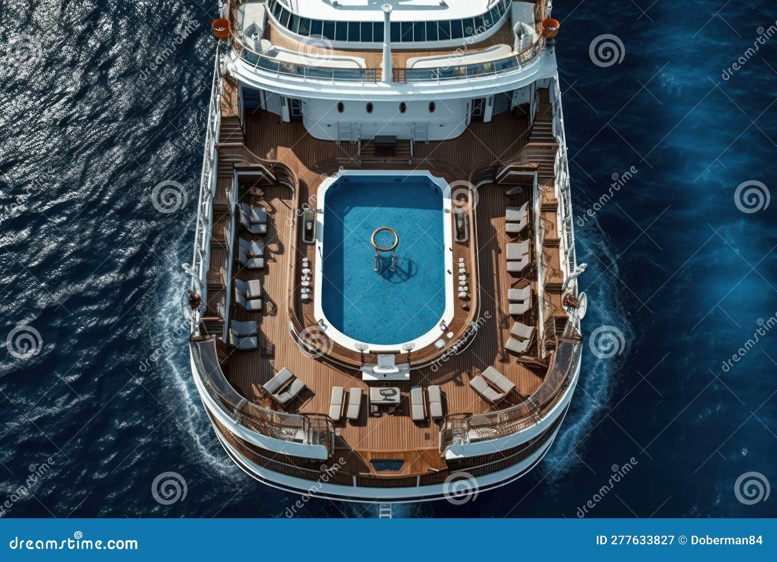 Cruise Ship Deck Top View, Cruise Ship with Swimming Pool. Stock ...