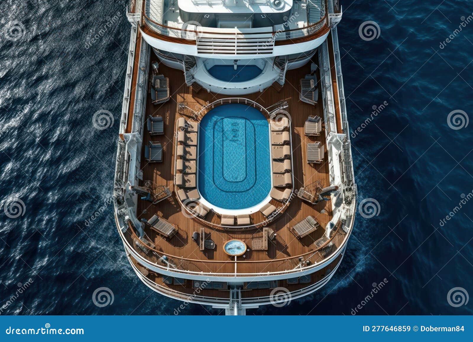 Cruise Ship Deck Top View, Cruise Ship with Swimming Pool. Stock ...