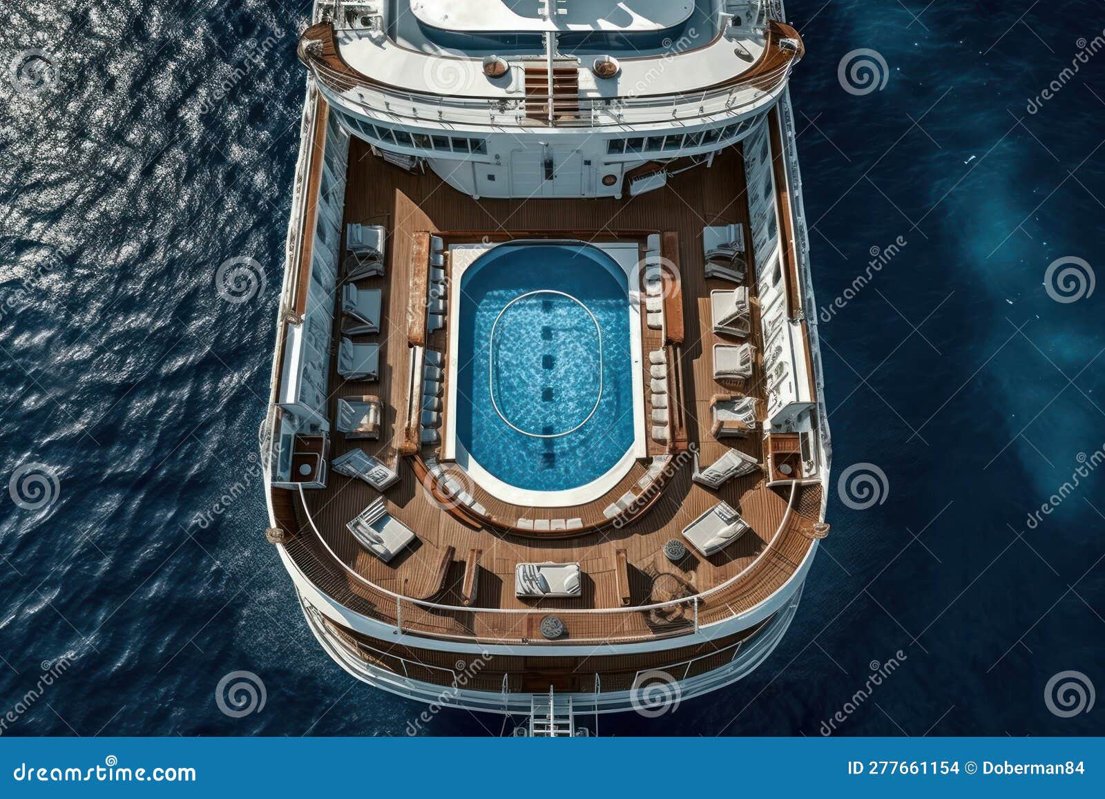 Cruise Ship Deck Top View, Cruise Ship with Swimming Pool. Stock ...
