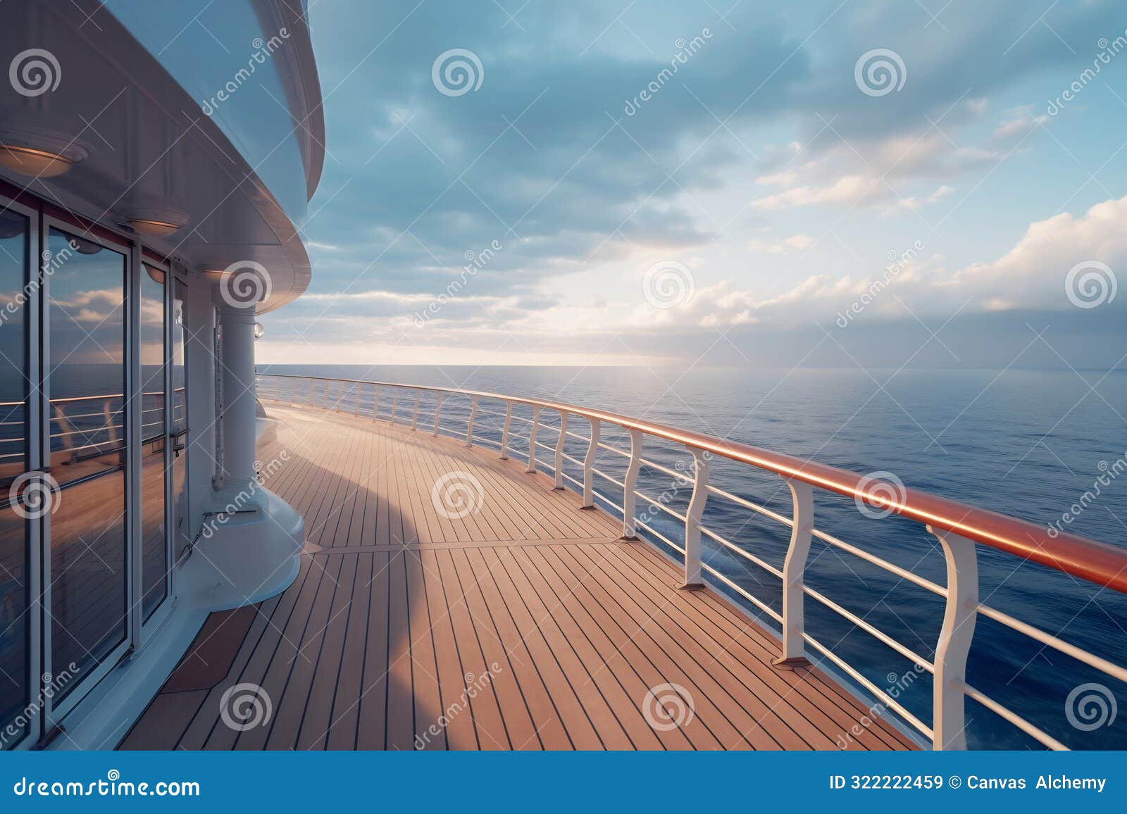 Cruise Ship Deck View Over the Ocean at Sunset Stock Image - Image of ...