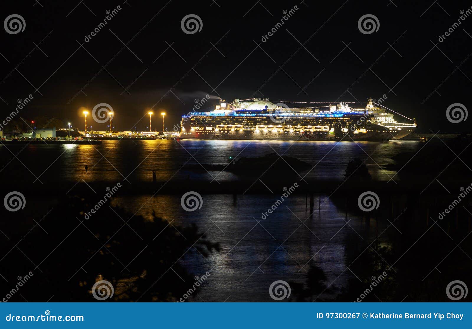 Cruise Ship in the Distance at Night Stock Image - Image of night ...