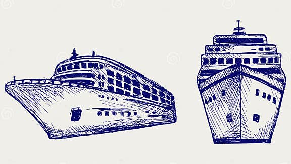Cruise ship. Doodle style stock vector. Illustration of ship - 27927699