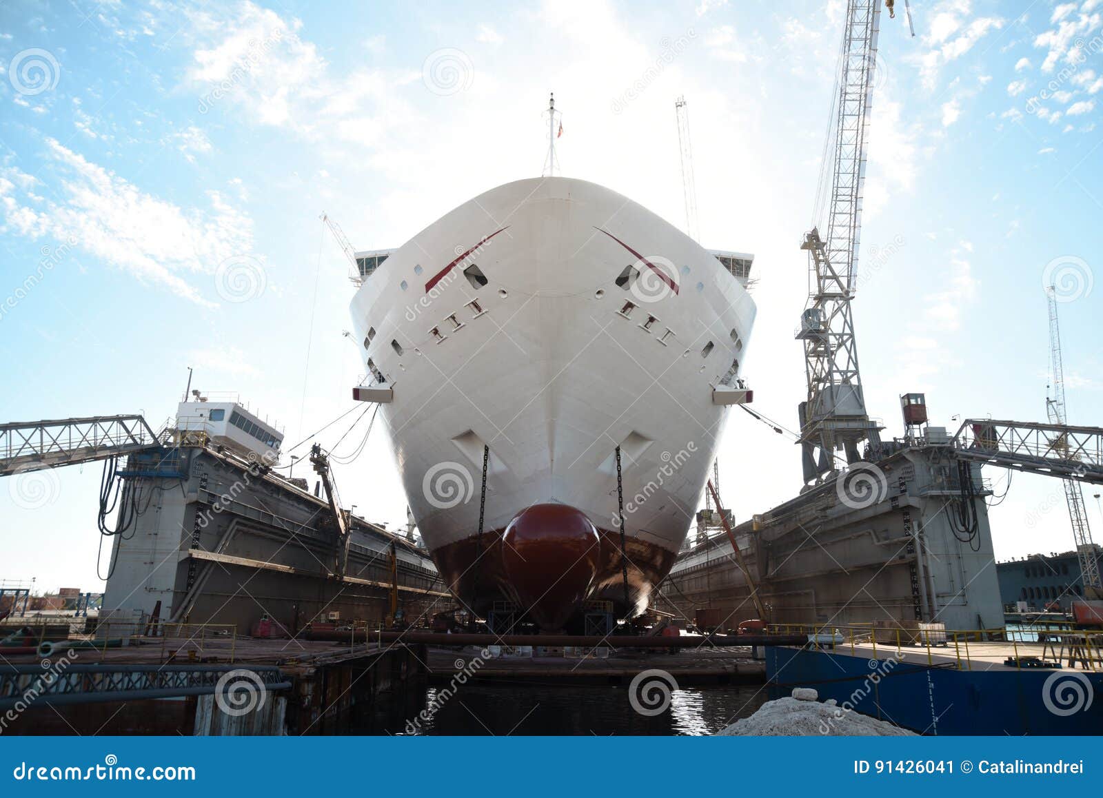 Cruise ship in dry dock stock image. Image of industry - 91426041