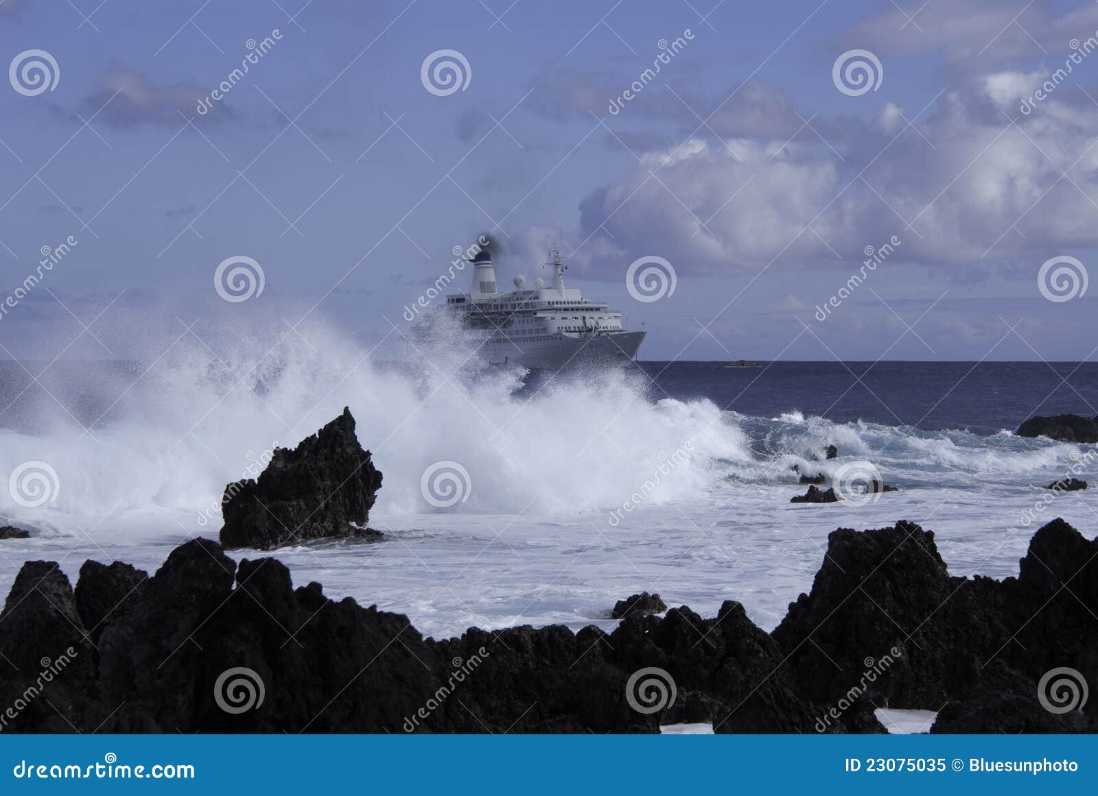 Cruise Ship at Easter Island Stock Image - Image of easter, copyspace ...