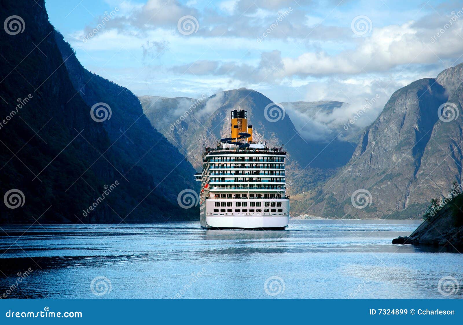 Cruise Ship on Fjord in Norway Stock Image - Image of norway, rocky ...