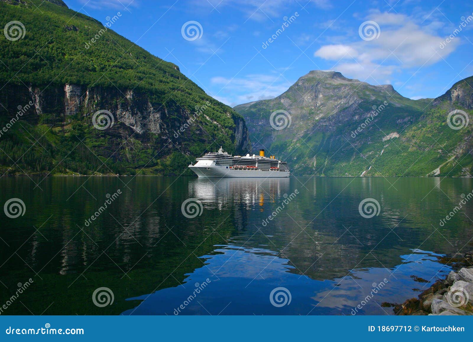 Cruise Ship Geiranger Fjord - Horizontal Stock Photo - Image of nordic ...