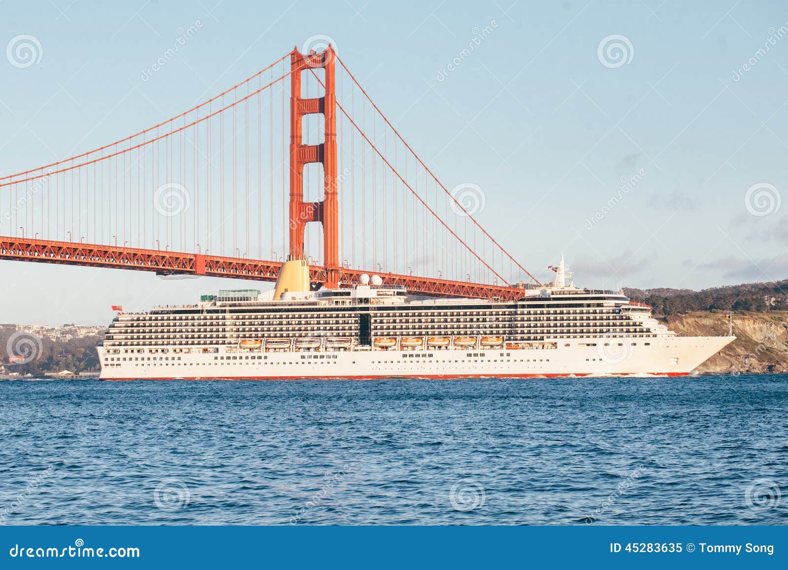 Cruise Ship and Golden Gate Bridge Stock Image - Image of large, ship ...