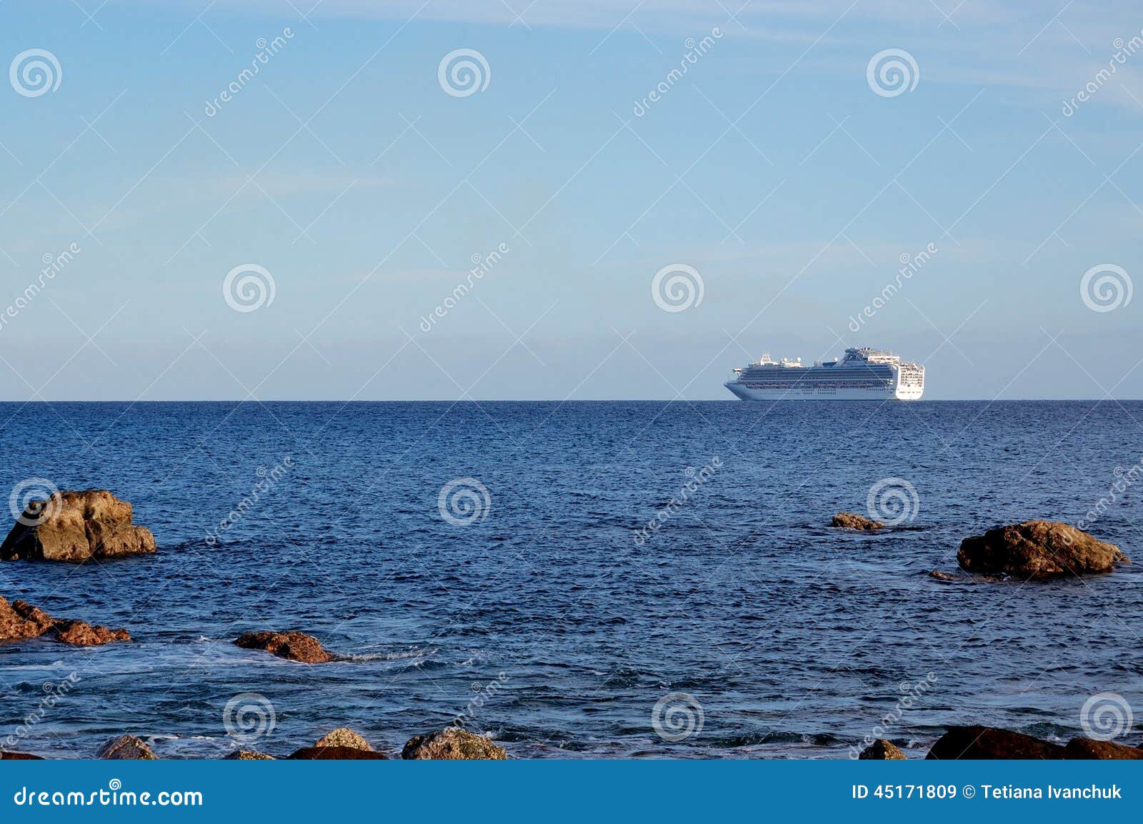 Cruise ship on the horizon stock image. Image of landscape - 45171809